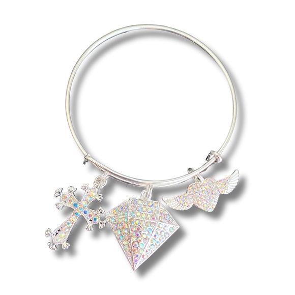 Hand Crafted | Jewelry | Custom Diamond Charm Bangle Bracelet | Poshmark